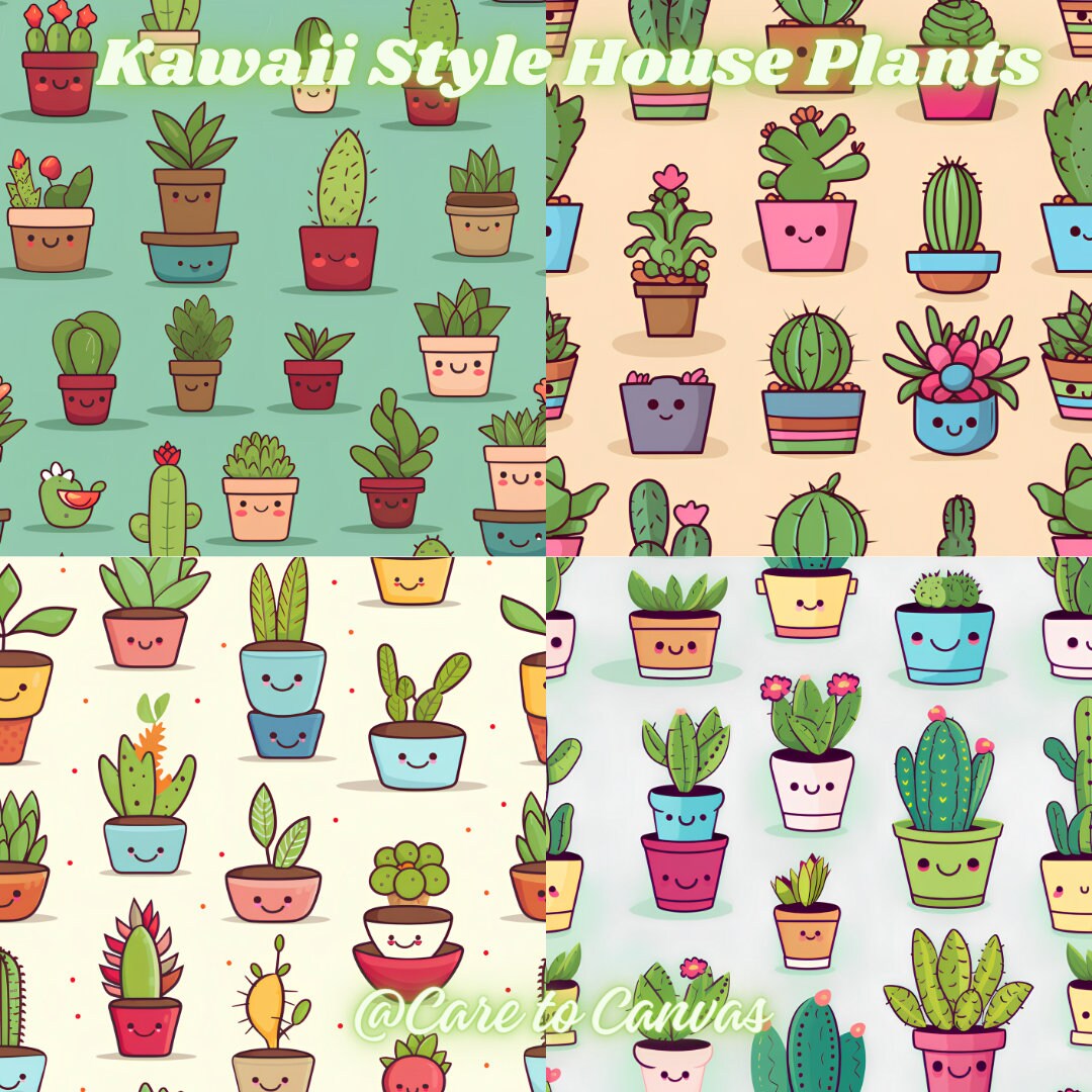Digital Seamless Surface Patterns | Kawaii Style Animation Succulent ...