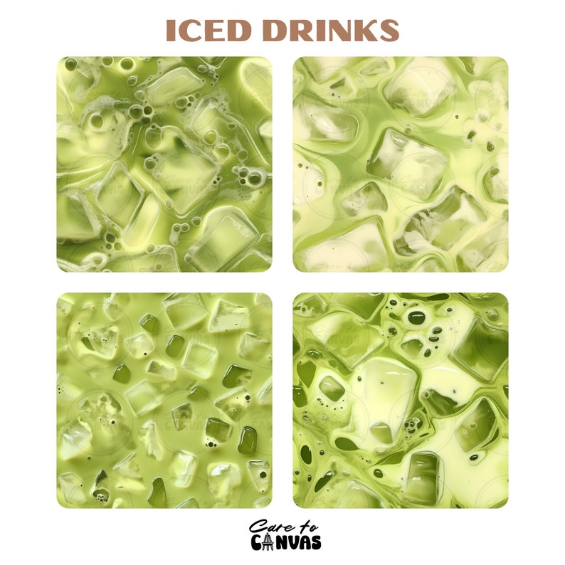 Digital Seamless Surface Patterns | Realistic Iced Drinks | Matcha ...