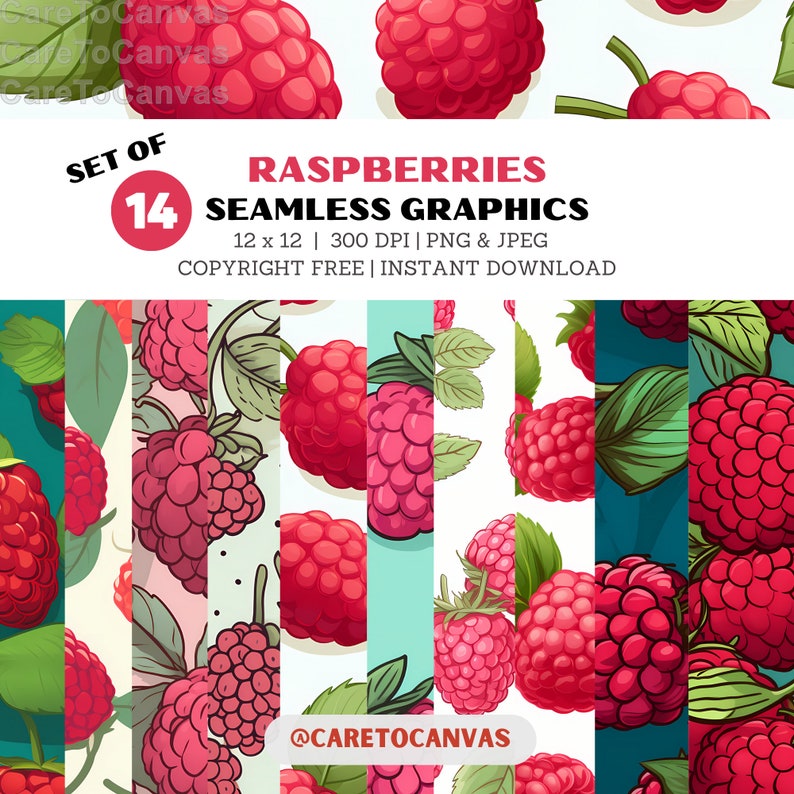 Digital Seamless Surface Patterns | Raspberry / Fruits | PERSONAL Use ...