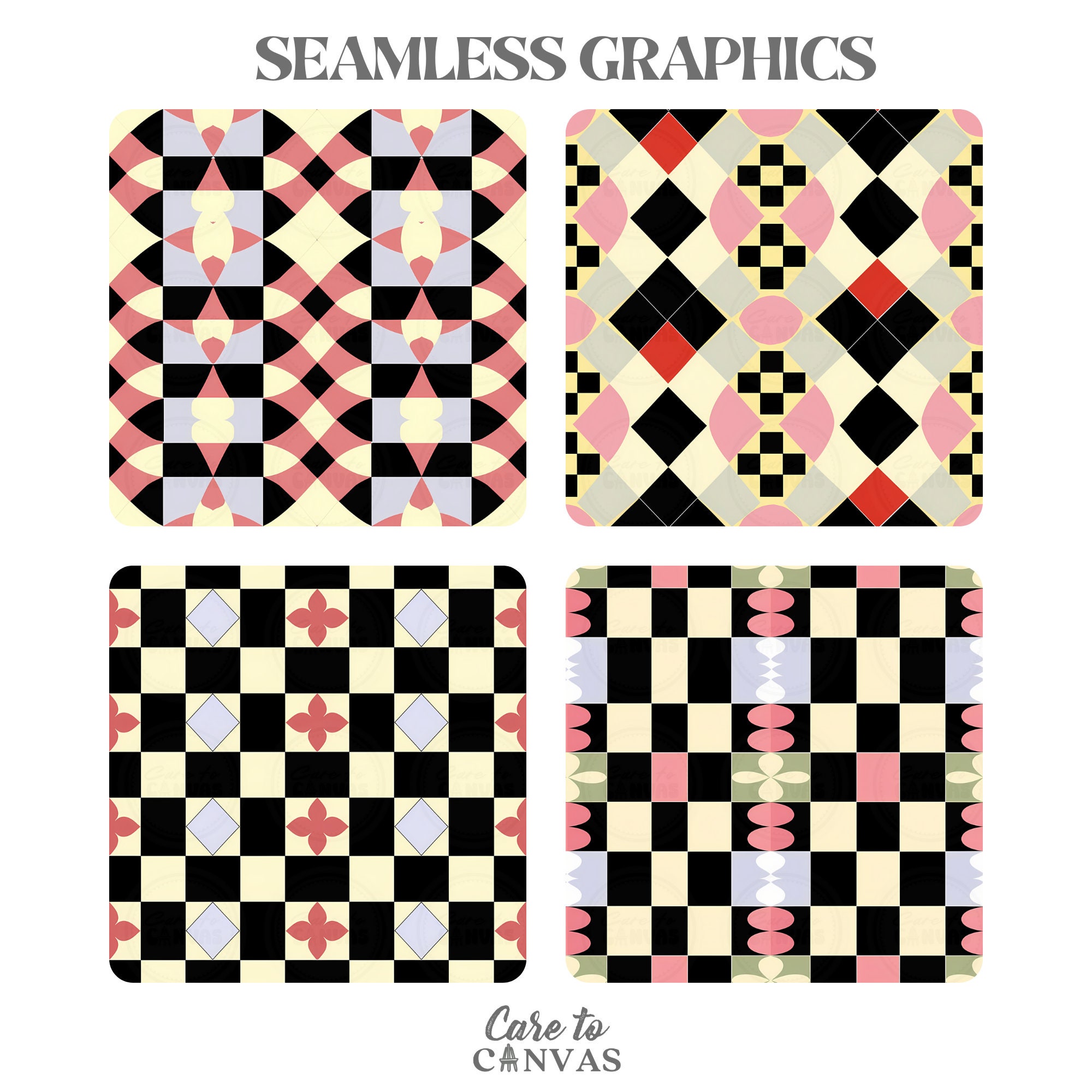 Digital Seamless Checker Surface Patterns in BLACK & WHITE | COMMERCIAL ...