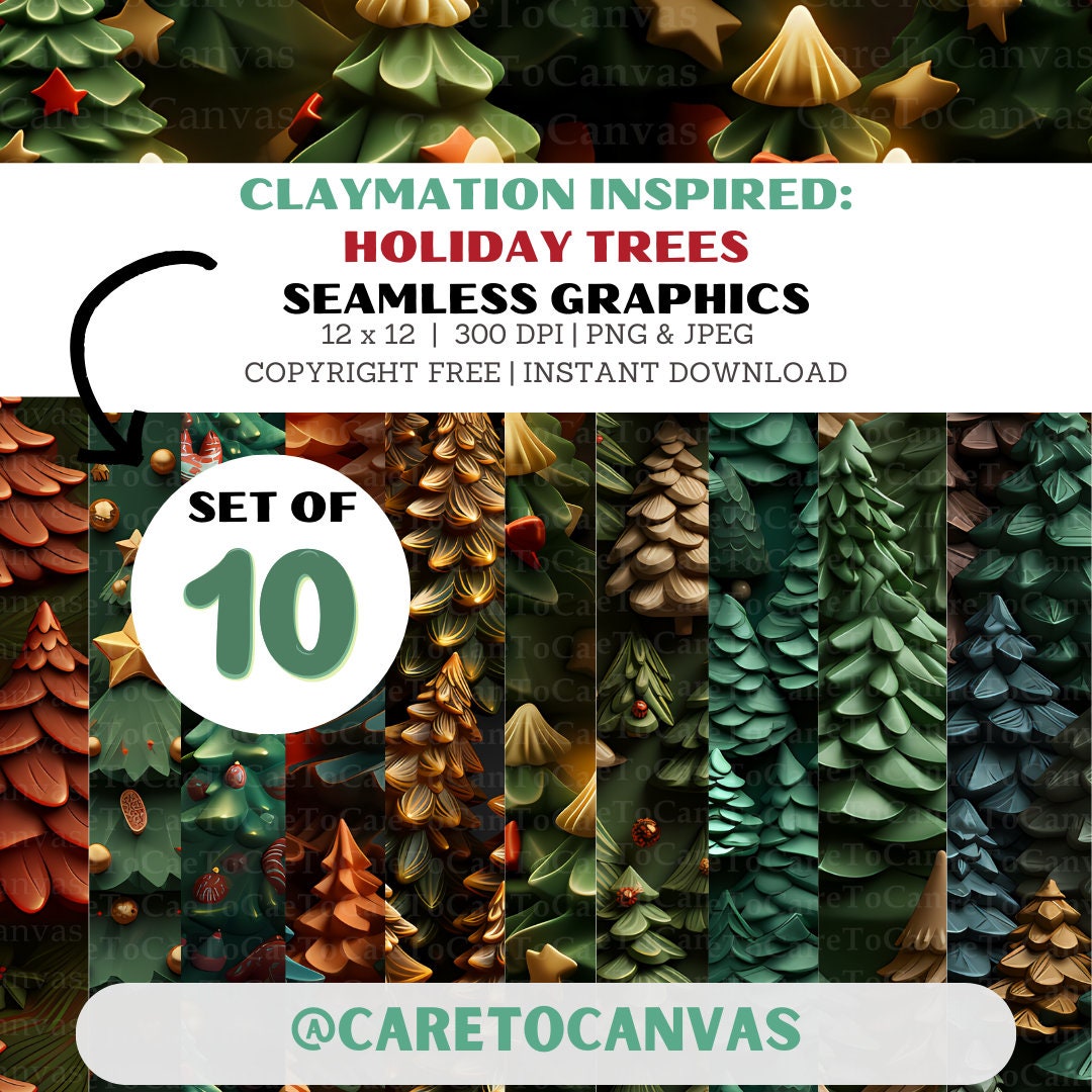 Digital Seamless Surface Patterns | Christmas Holiday Claymation Style ...