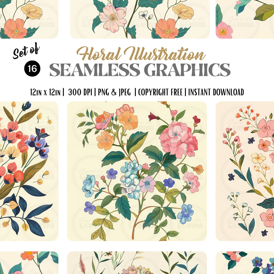 Digital Seamless Floral Surface Patterns | COMMERCIAL USE Ready | Print ...