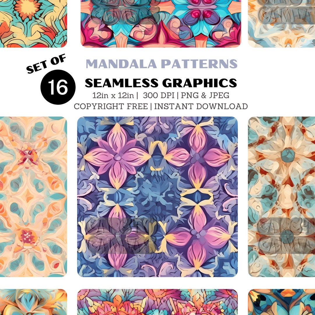 Digital Seamless Surface Patterns | Abstract Pastel Mandala Designs ...