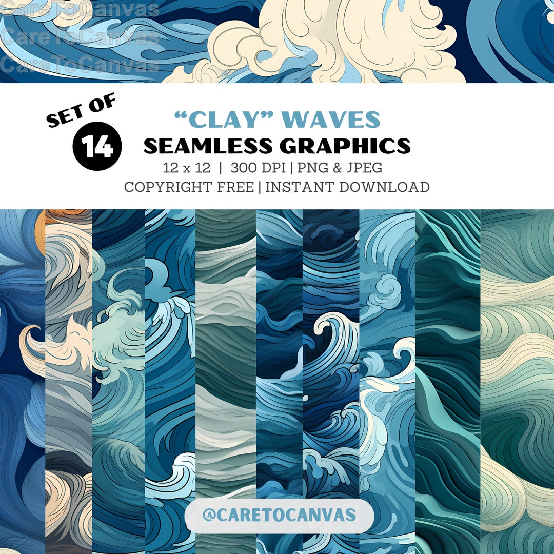 Digital Seamless Surface Patterns | Ocean Waves Art "clay Waves ...