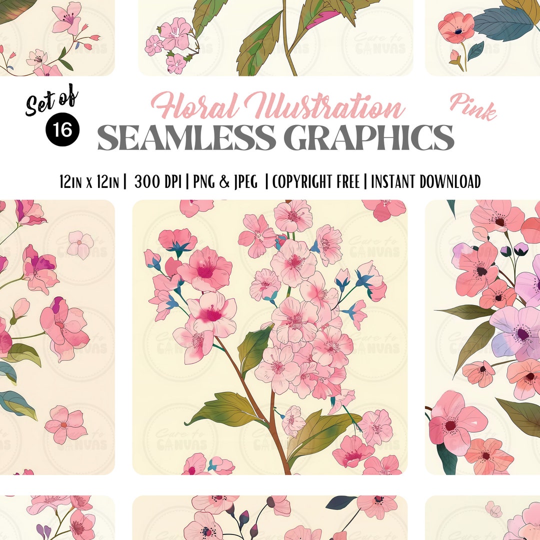 Digital Seamless Floral Surface Patterns in PINK | PERSONAL Use Only ...