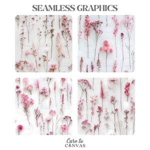 Digital Seamless Surface Patterns PINK Botanical Flatlay Photography ...