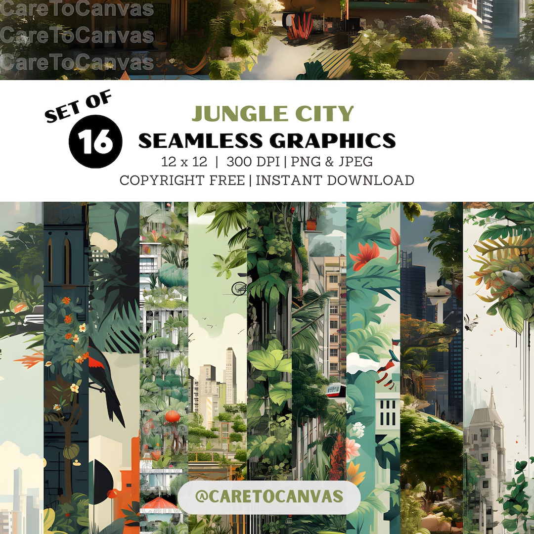 Digital Seamless Surface Patterns | Nature Jungle Cityscape ...