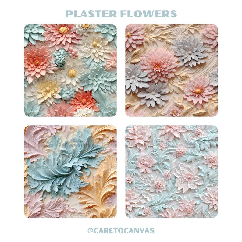 Plaster Flower Printable Seamless Digital Paper / Surface Pattern ...