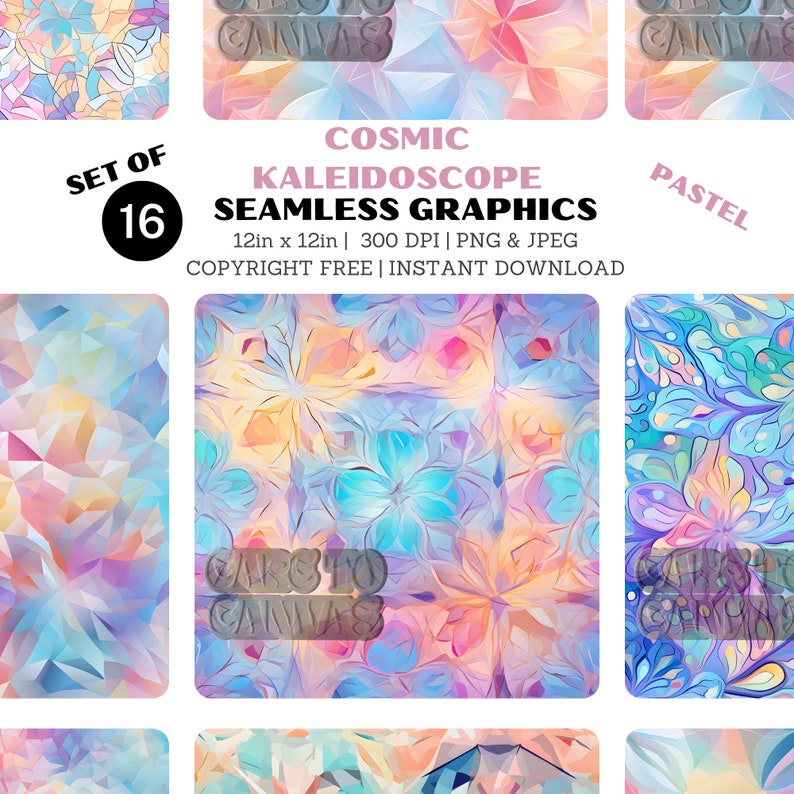 Digital Seamless Surface Patterns | Pastel Kaleidoscope | PERSONAL Use ...