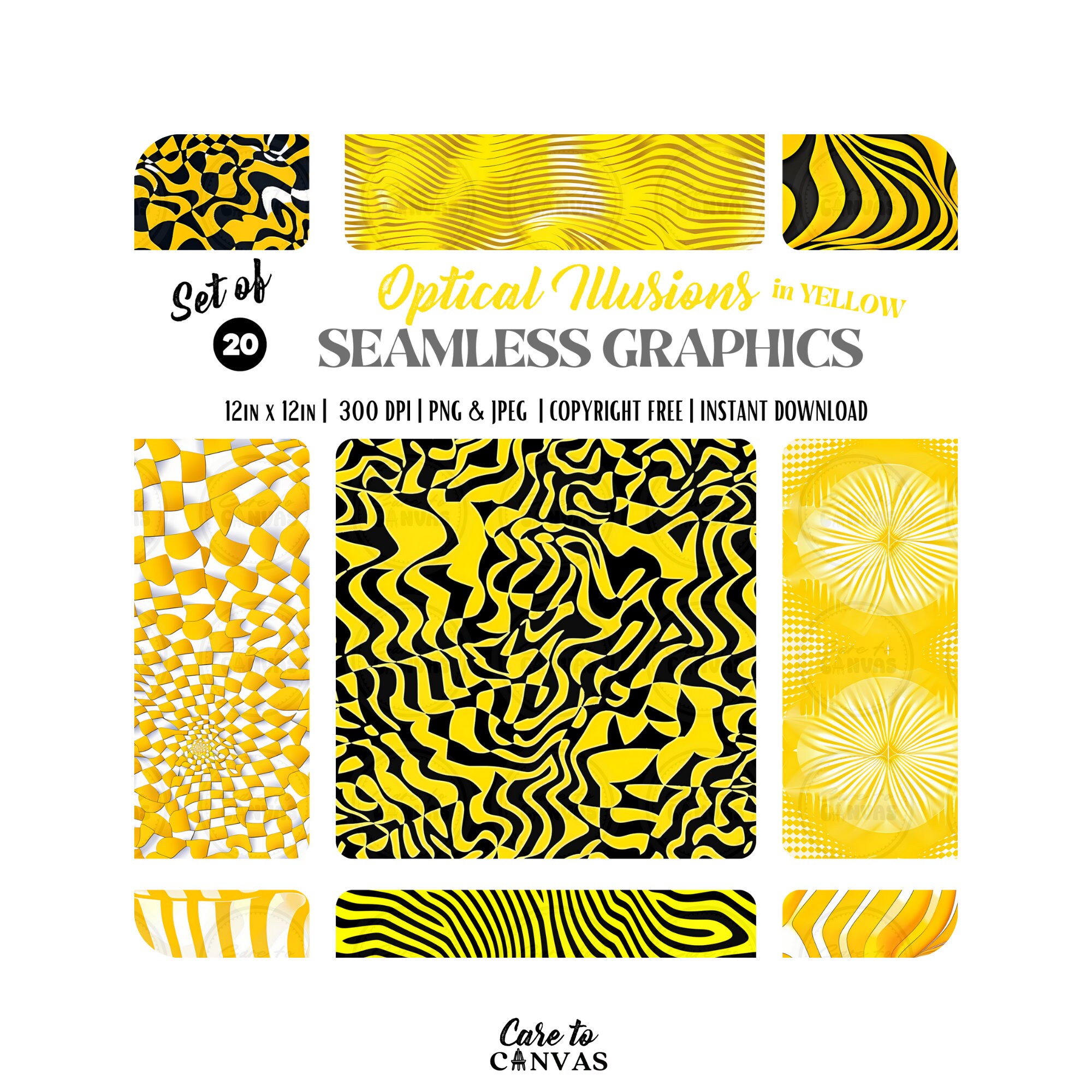 Seamless Optical Illusion Surface Pattern BUNDLE | 9 Sets, 128 ...