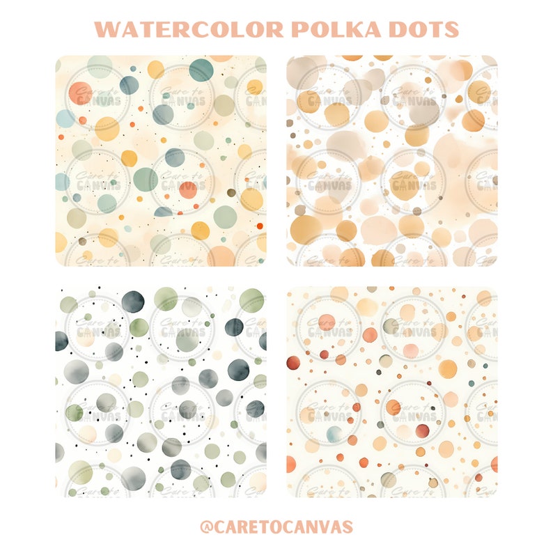 Seamless Digital Paper Surface Pattern Design Watercolor Polka Dot ...
