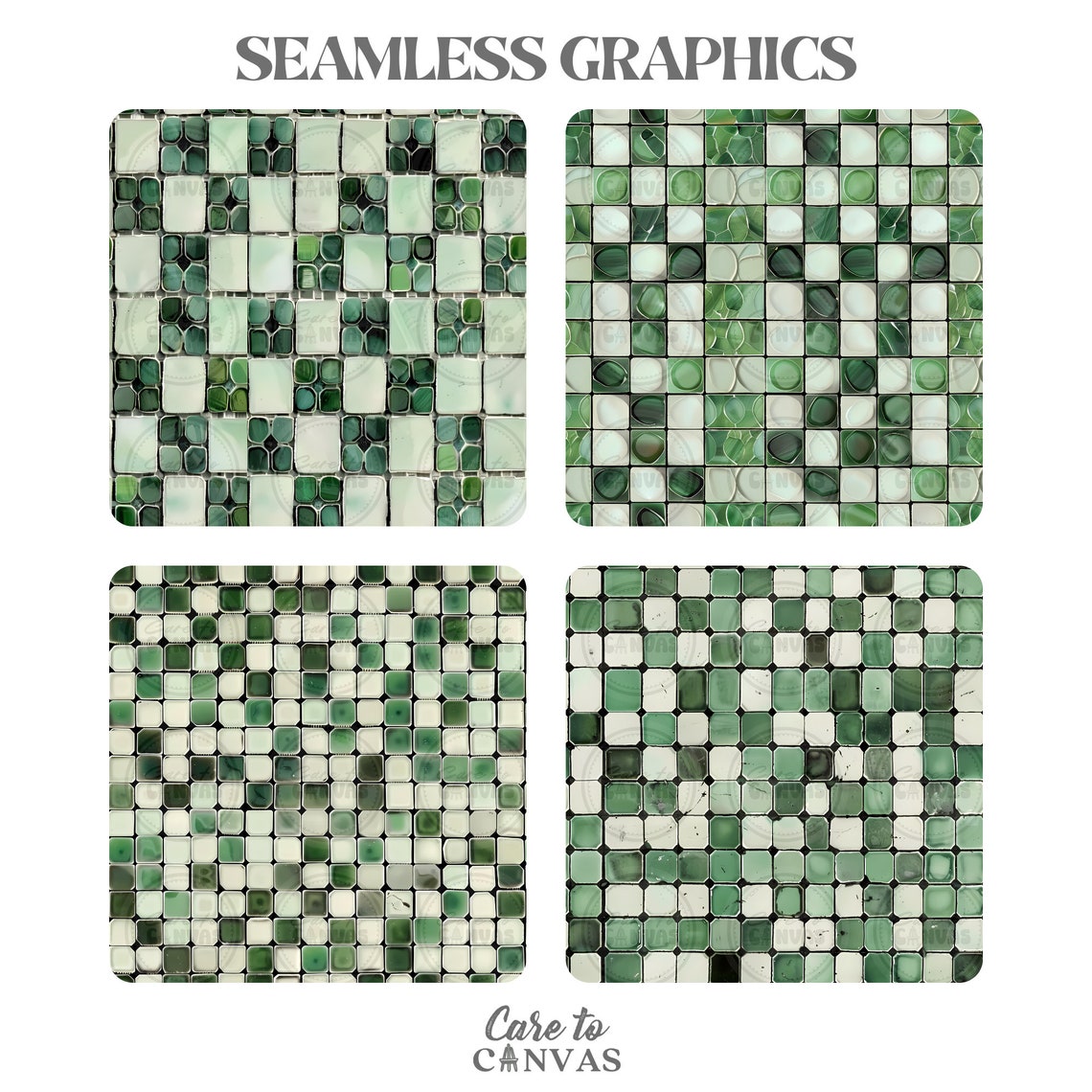 Digital Seamless Tile Splash Surface Patterns in GREEN | COMMERCIAL USE ...