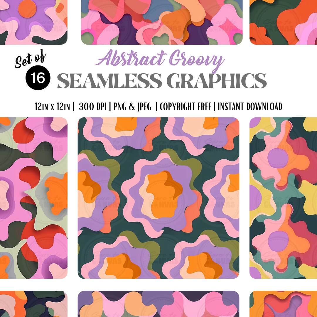 Digital Seamless Surface Patterns | Groovy Abstract Art | COMMERCIAL ...