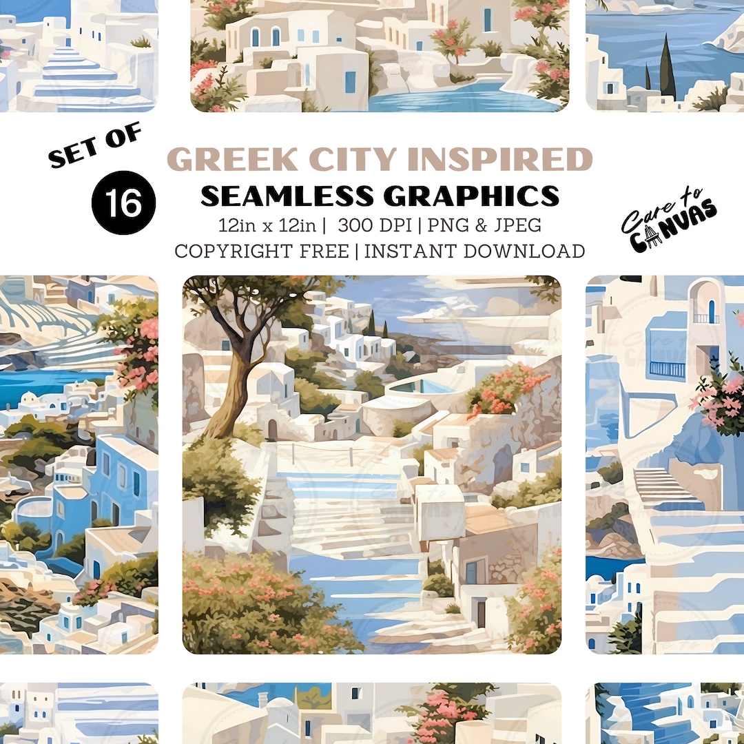 Digital Seamless Surface Patterns | Greek City Architecture Inspired ...