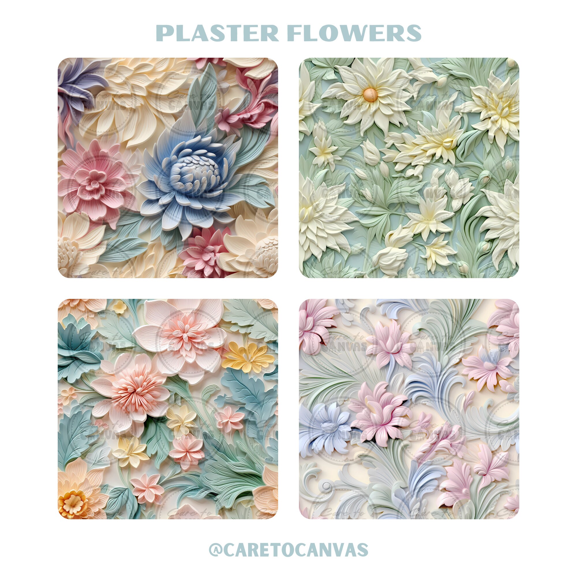 Plaster Flower Printable Seamless Digital Paper / Surface Pattern ...