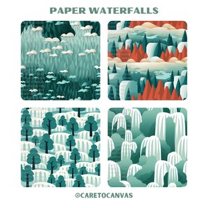 Digital Seamless Surface Patterns |paper Cut Out Nature | Waterfalls ...