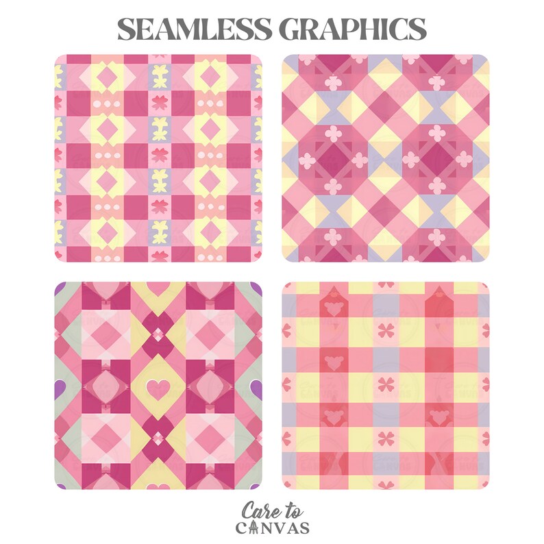 Digital Seamless Checker Surface Patterns in PINK | COMMERCIAL USE ...