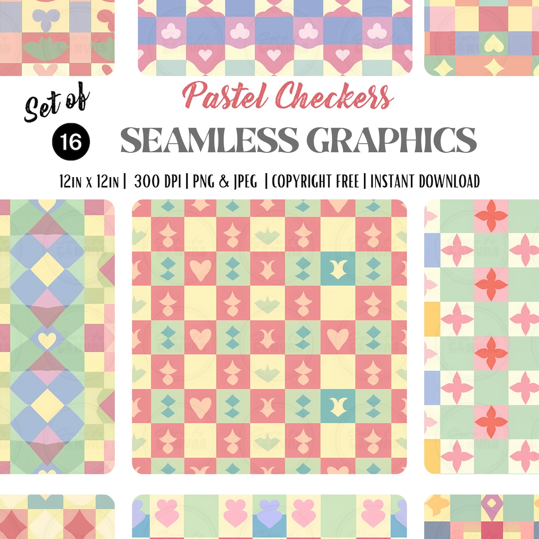 Digital Seamless Pastel Checker Surface Patterns for PERSONAL Use Only ...