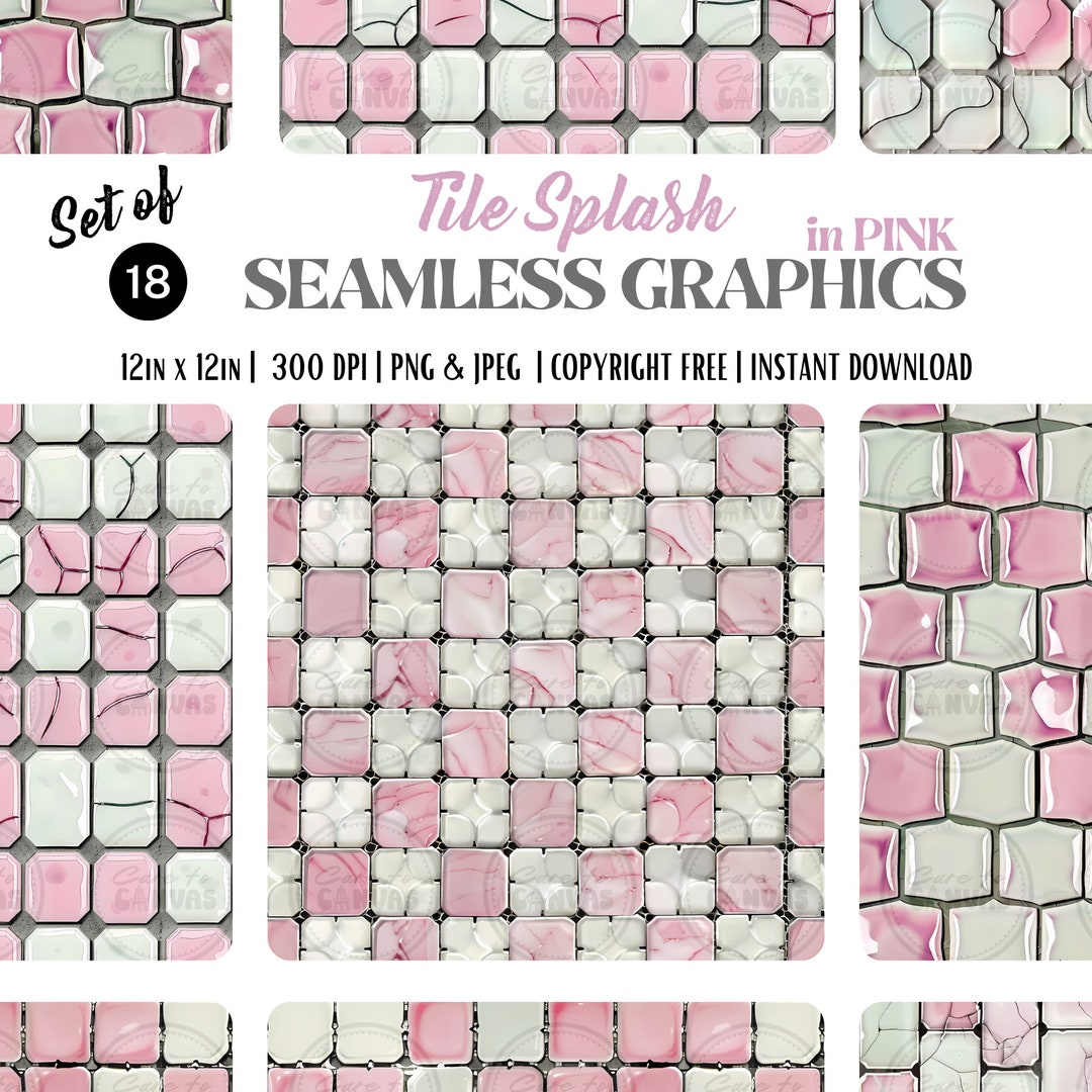 Digital Seamless Tile Splash Surface Patterns in PINK | COMMERCIAL USE ...
