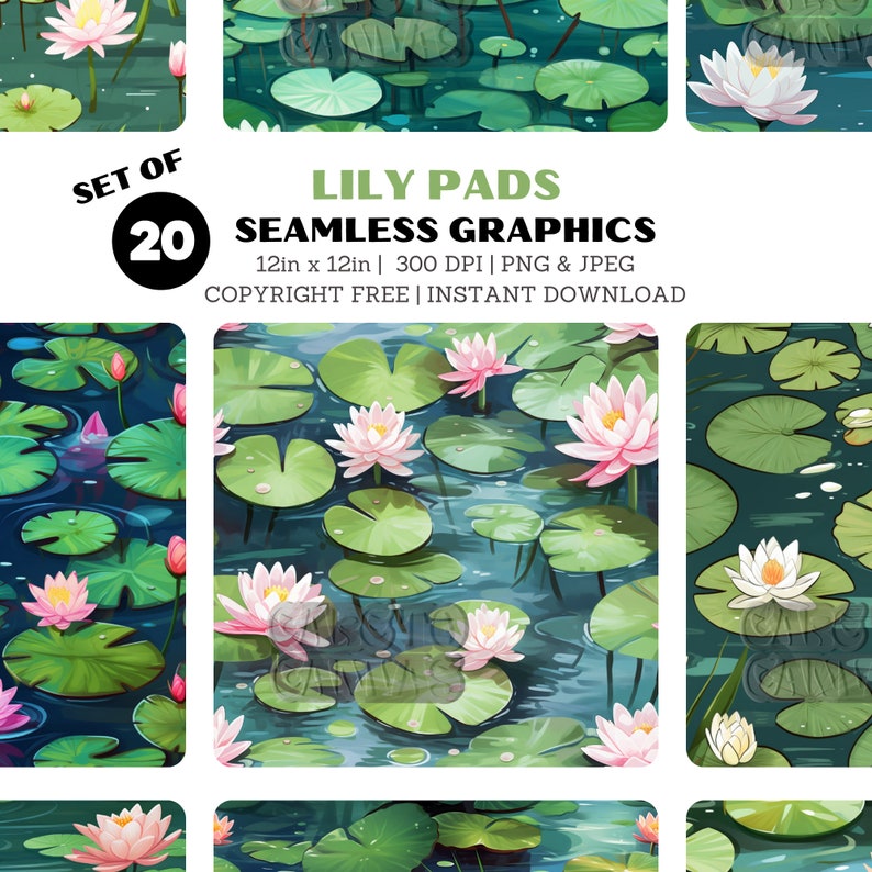 Digital Seamless Surface Patterns | Lily Pad Pond | COMMERCIAL USE ...