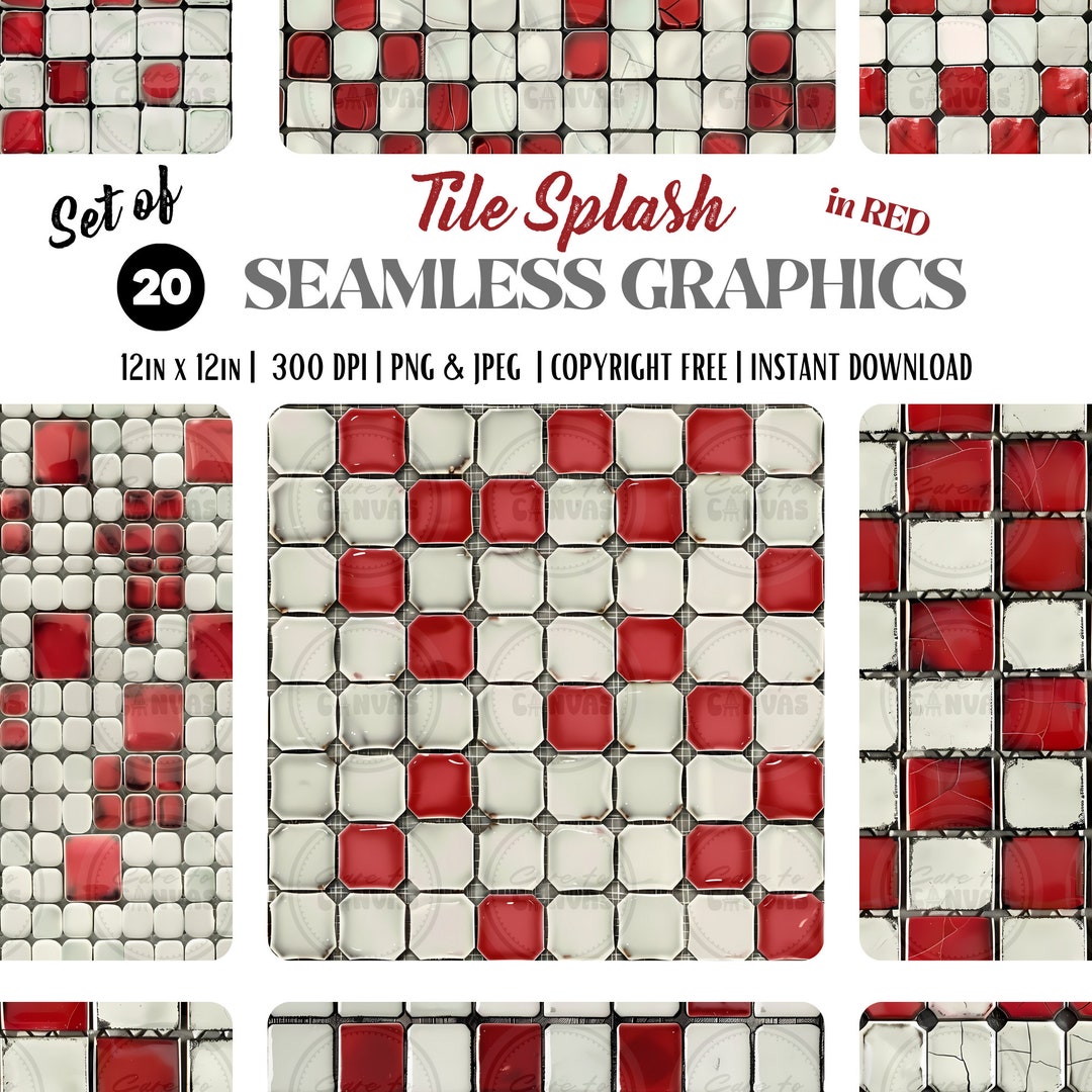 Digital Seamless Tile Splash Surface Patterns in RED |COMMERCIAL USE ...