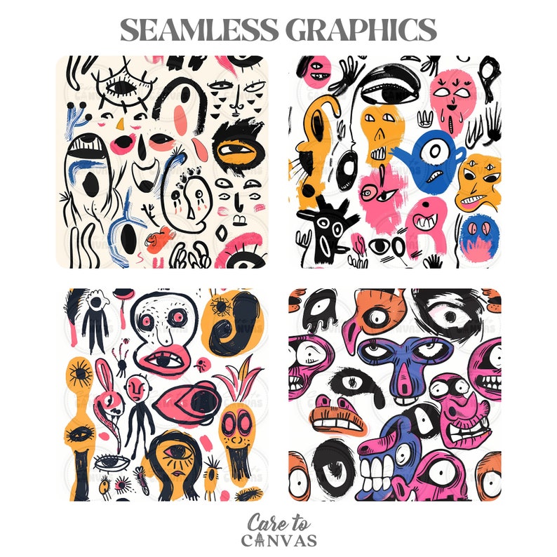 Digital Seamless Surface Patterns | Spooky Weird Cartoons | PERSONAL ...