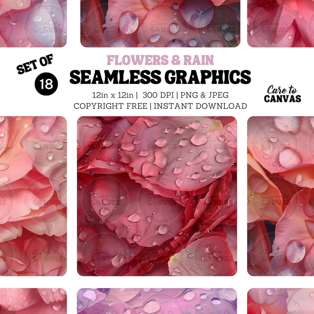 Digital Seamless Floral Surface Patterns | Raindrops and Flowers ...