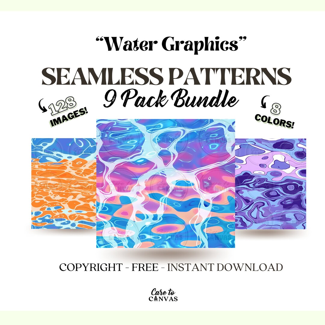 Seamless Abstract Water Graphic Surface Pattern BUNDLE | 9 Sets, 128 ...