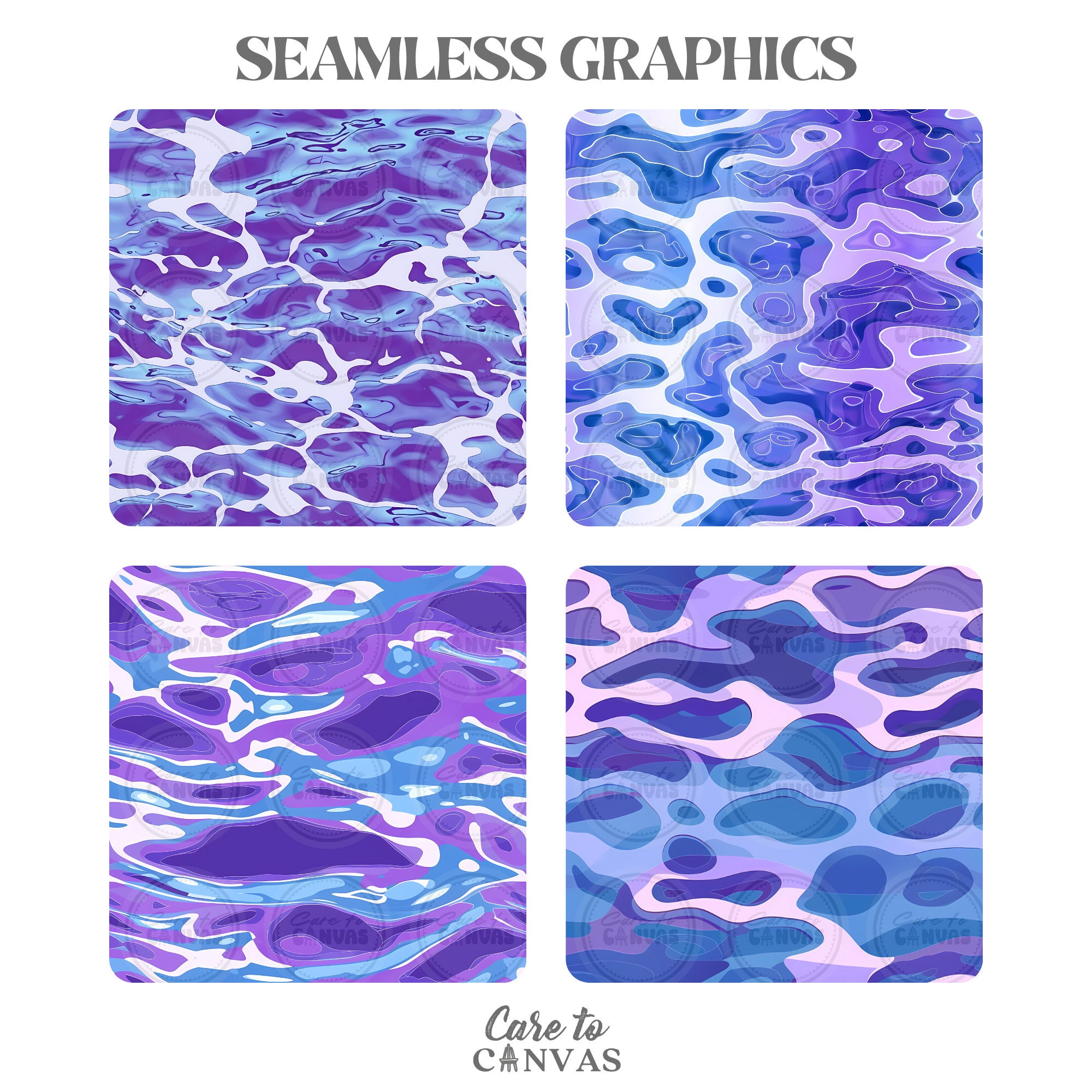 Digital Seamless Surface Patterns | Abstract Water Graphic Art PURPLE ...