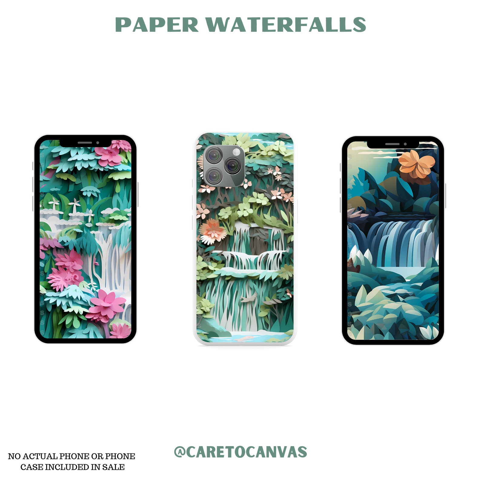 Digital Seamless Surface Patterns |paper Cut Out Nature | Waterfalls ...