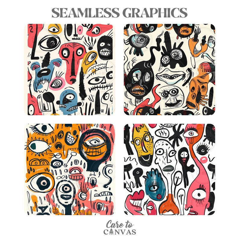 Digital Seamless Surface Patterns | Spooky Weird Cartoons | PERSONAL ...