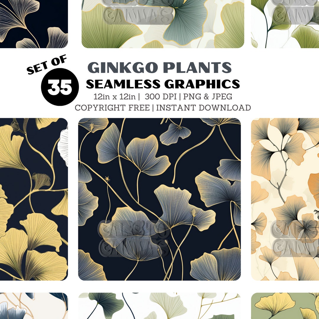 Digital Seamless Surface Pattern Paper | Ginko Plant Wallpaper ...