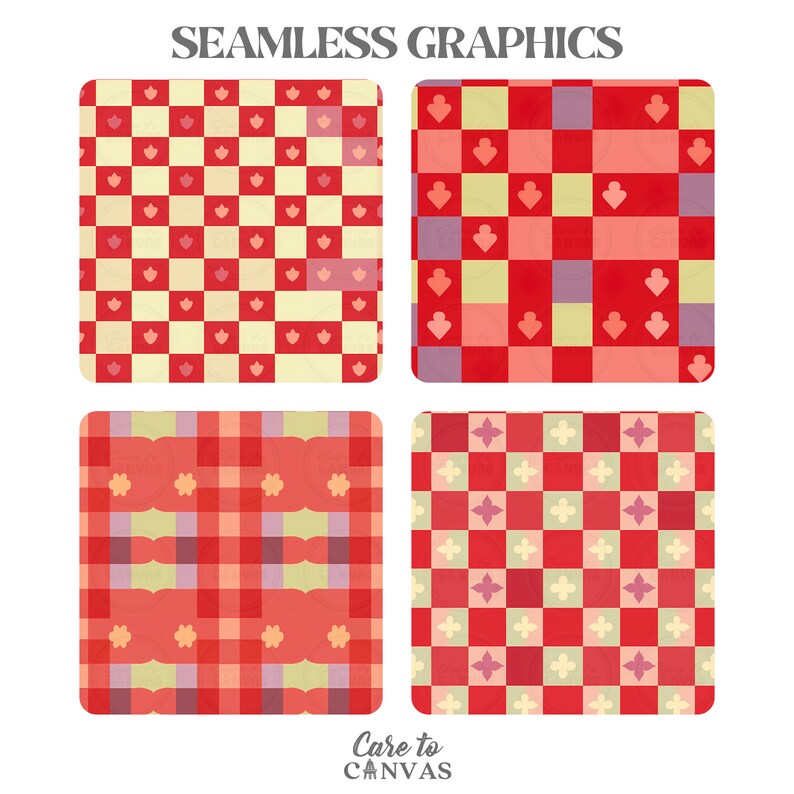Digital Seamless Checker Surface Patterns in RED | COMMERCIAL USE Ready ...