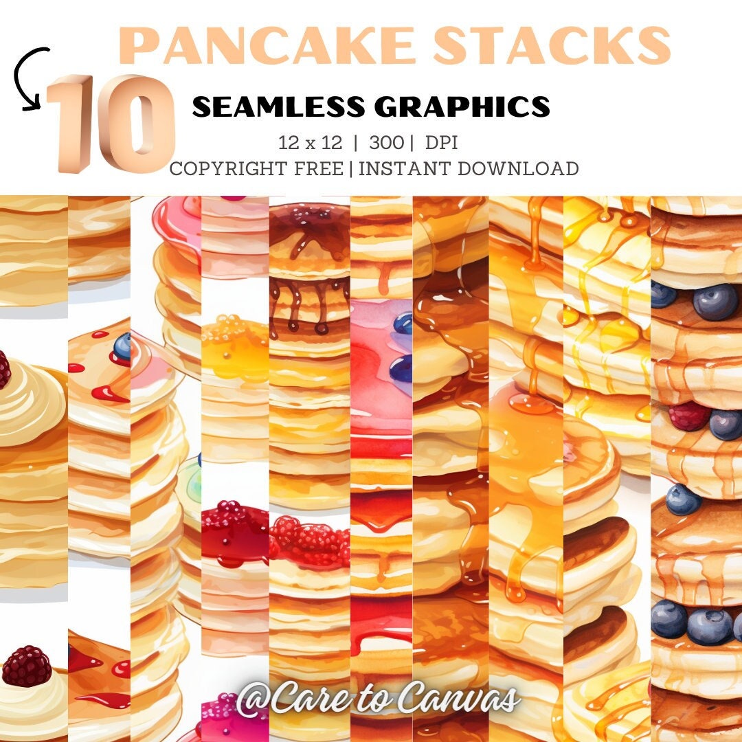 Digital Seamless Surface Patterns |pancake Stacks Breakfast Food ...