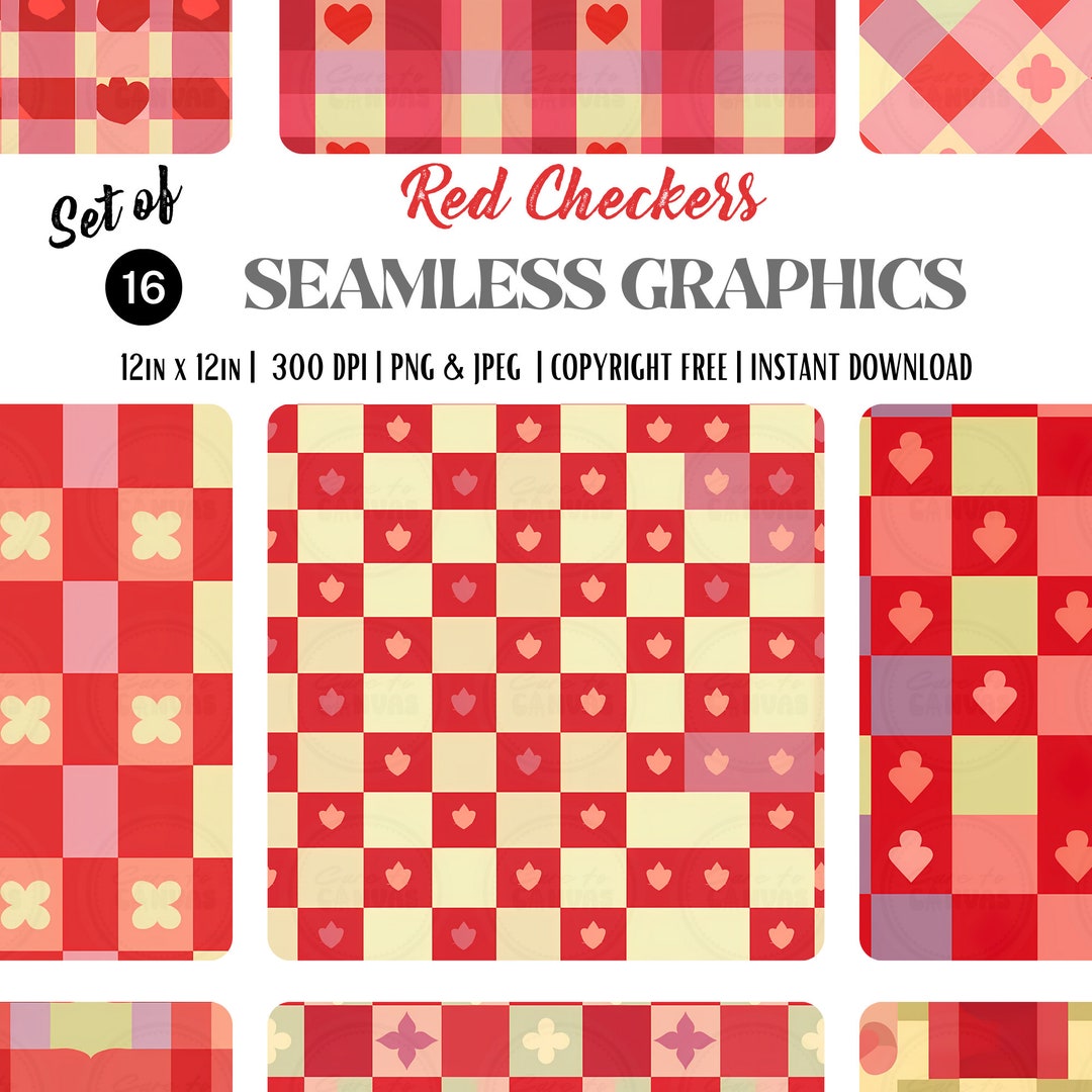 Digital Seamless Surface Checker Patterns in RED for PERSONAL Use Only ...