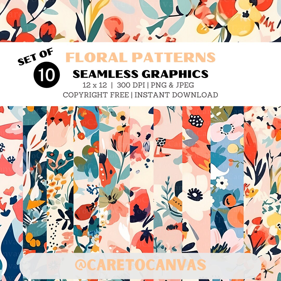 Digital Seamless Floral Surface Patterns | COMMERCIAL USE Ready | Print ...
