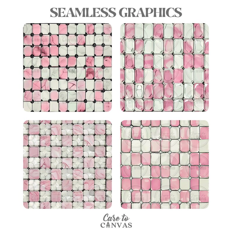 Digital Seamless Tile Splash Surface Patterns in PINK | COMMERCIAL USE ...
