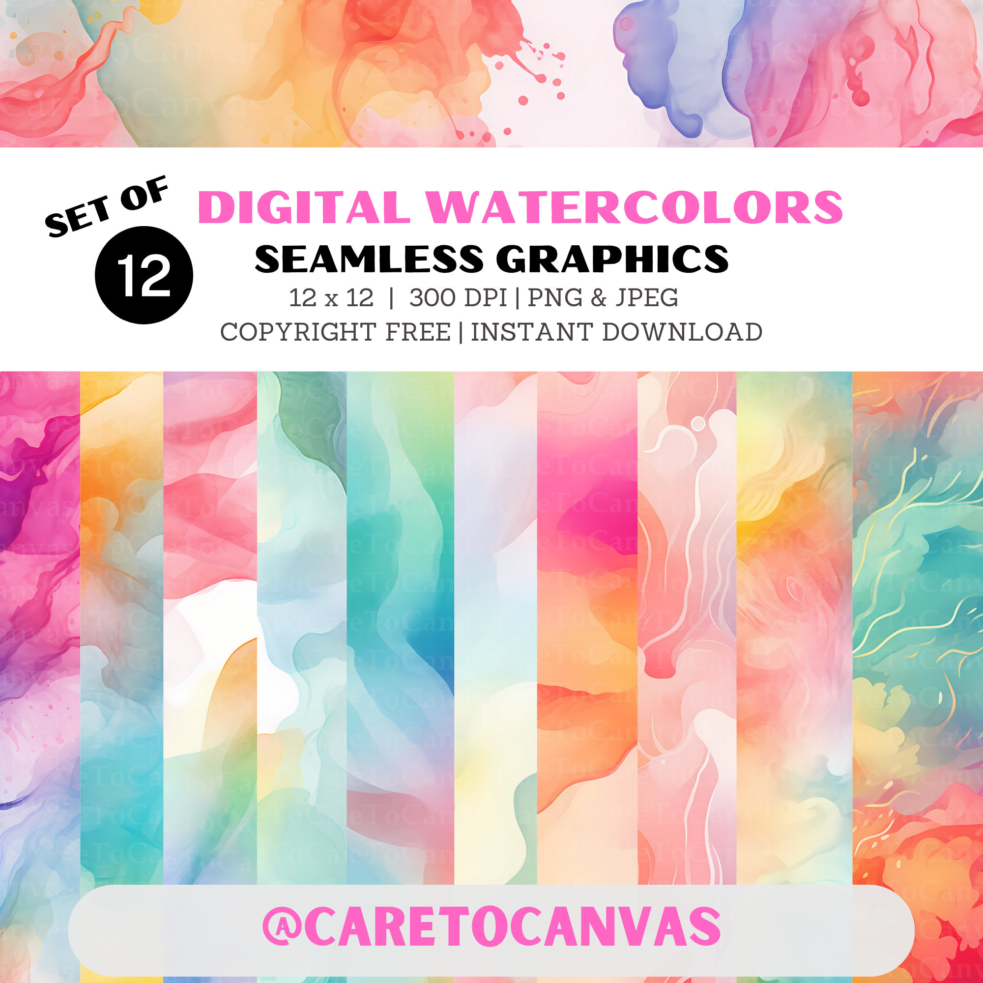 Digital Watercolor Art Printable DIY Prints Seamless Tile - Etsy