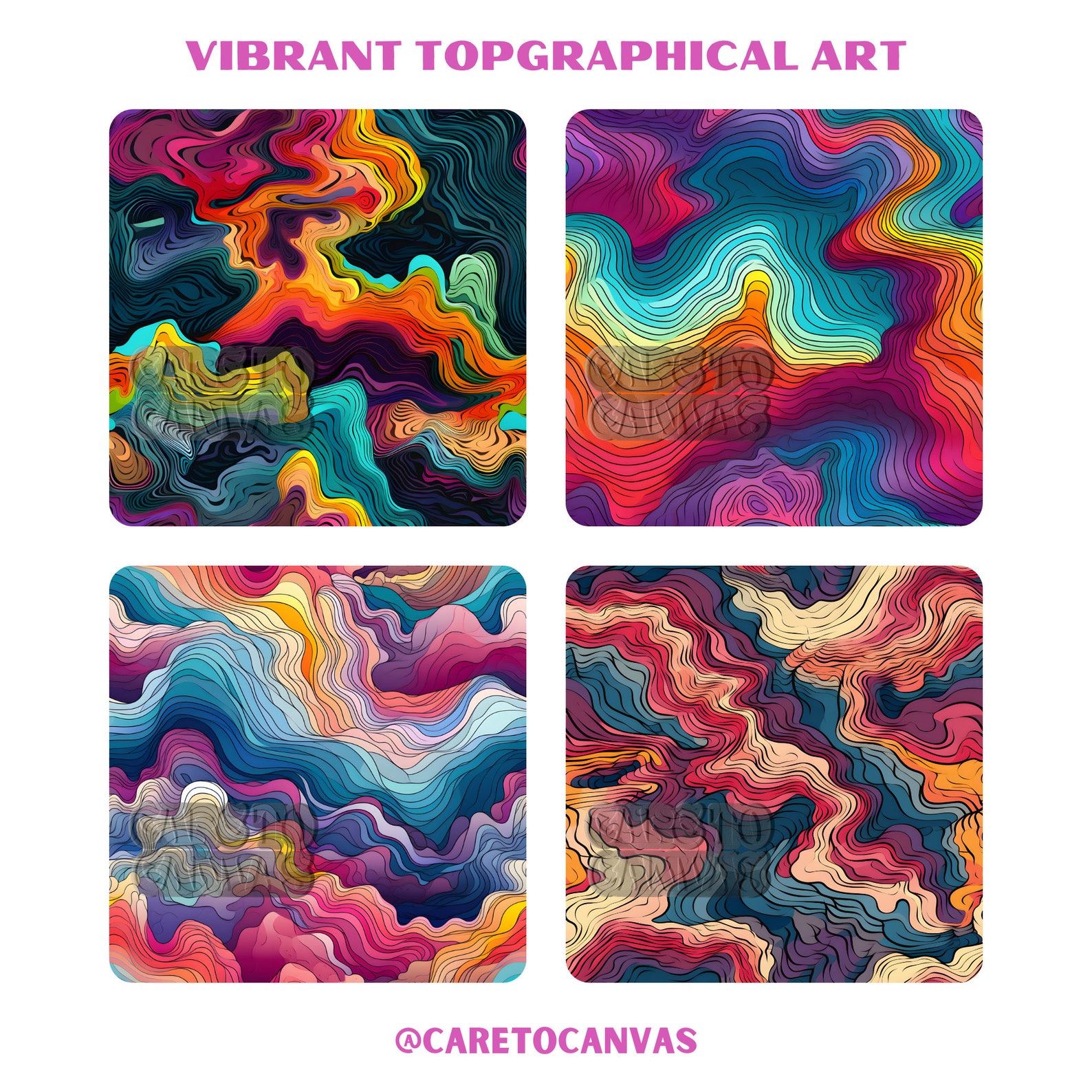 Digital Seamless Surface Patterns | Abstract Neon Topographical Map Art ...
