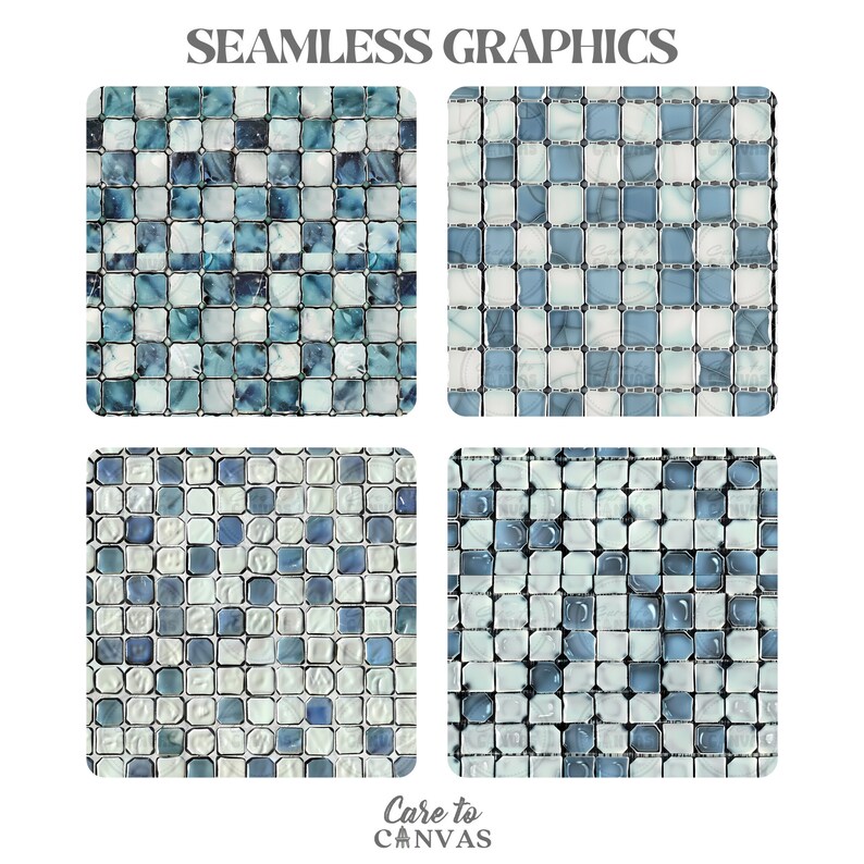 Digital Seamless Tile Splash Surface Patterns in BLUE | COMMERCIAL USE ...