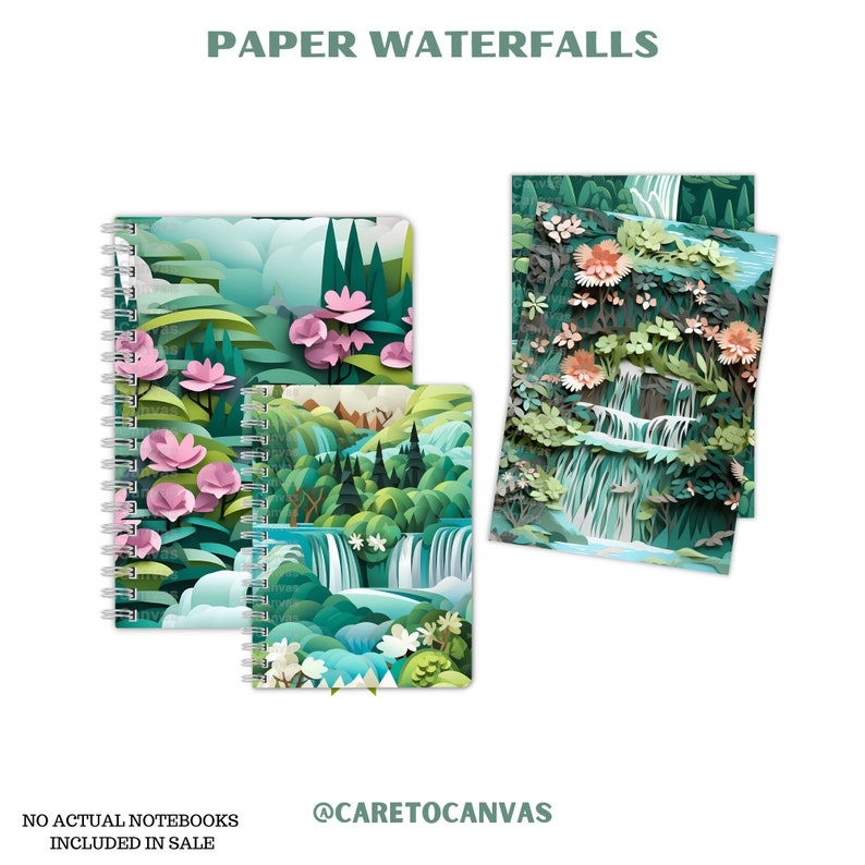 Digital Seamless Surface Patterns |paper Cut Out Nature | Waterfalls ...