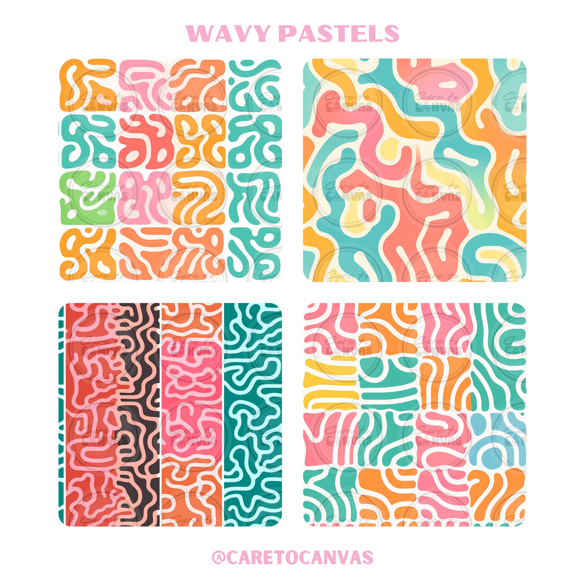 Digital Seamless Wavy Pastel Surface Pattern Art | Tiled Graphics for ...
