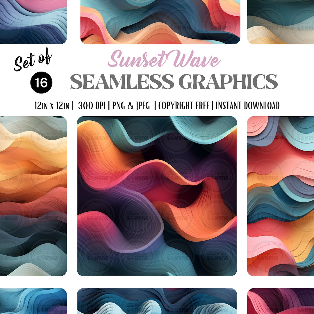 Digital Seamless Surface Patterns | Abstract Colorful Wavy Art ...