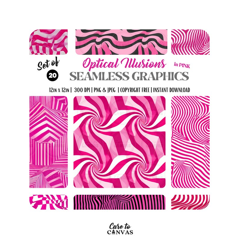 Seamless Optical Illusion Surface Pattern BUNDLE | 9 Sets, 128 ...