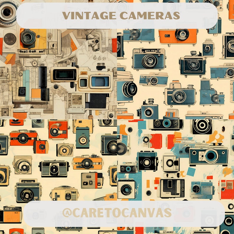 Digital Seamless Surface Patterns | Vintage Camera Collage | COMMERCIAL ...