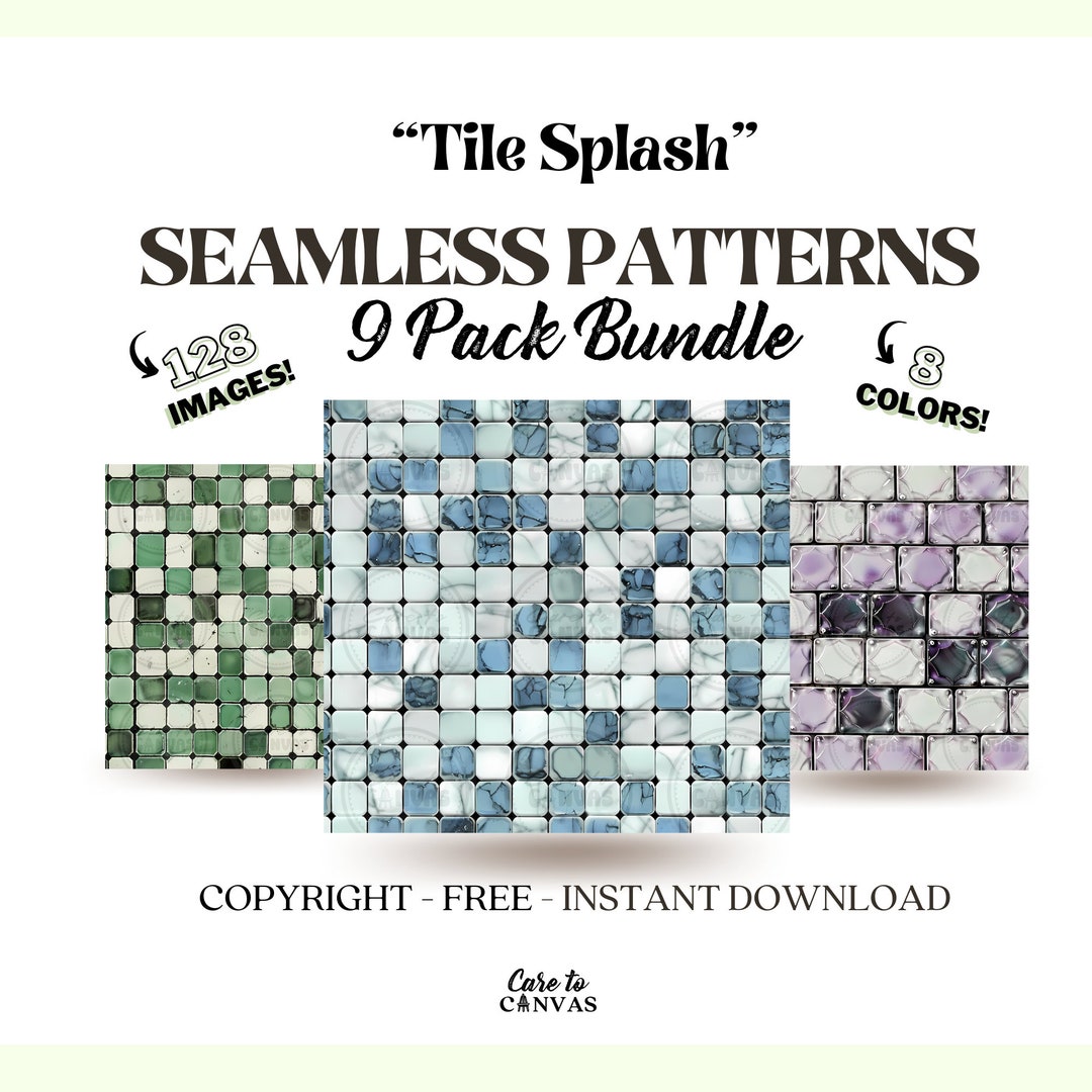 Seamless Tile Splash Surface Pattern BUNDLE | 9 Sets, 128+ COMMERCIAL ...