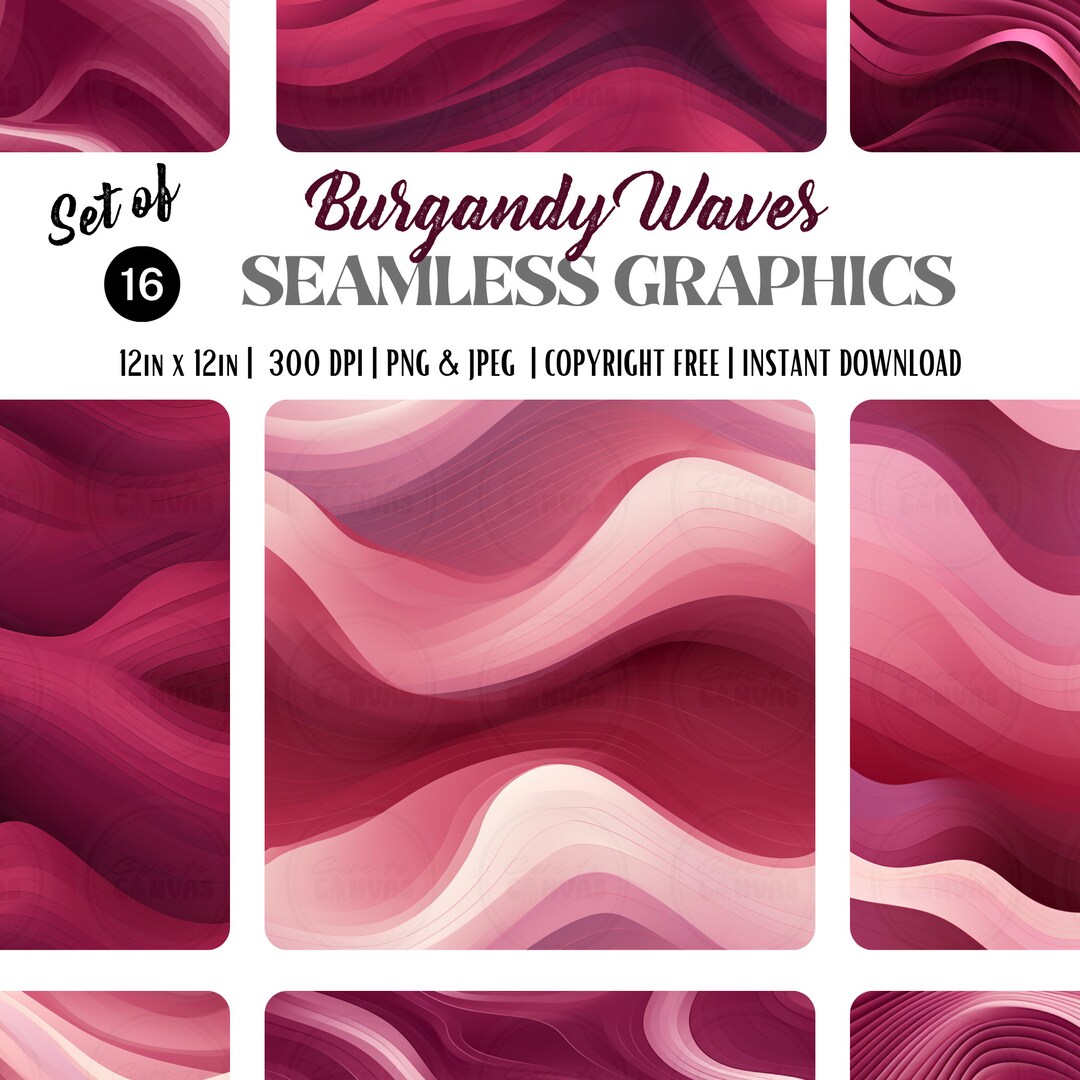 Digital Seamless Surface Patterns | Abstract Wavy Art in Burgandy ...