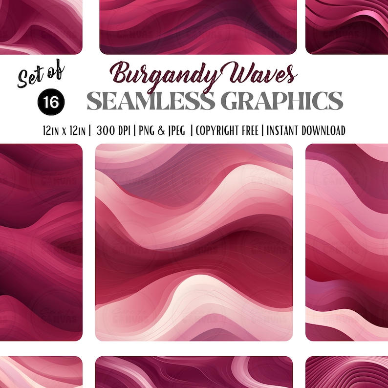 Digital Seamless Surface Patterns | Abstract Wavy Art in Burgandy ...