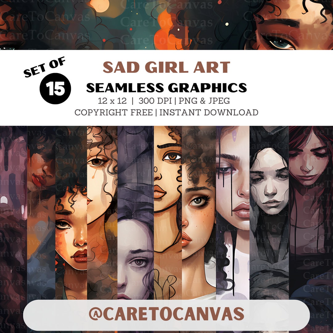 Digital Seamless Surface Patterns | Sad Abstract Portrait Art| PERSONAL ...