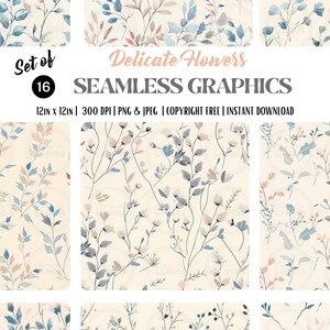 Seamless Digital Delicate Floral Surface Patterns | COMMERCIAL USE ...